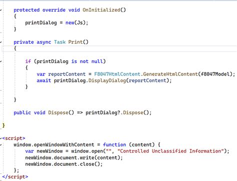 Core Await Jsinvokevoidasyncopenwindowwithcontent Htmlcontent Throws Exception