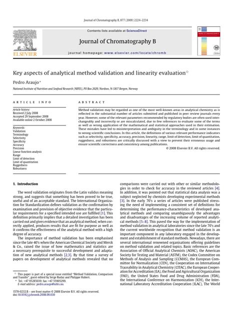 Key Aspects Of Analytical Method Validation And Linearity Evaluation