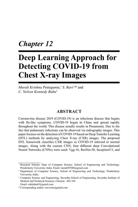PDF Deep Learning Approach For Detecting COVID From Chest X Ray Images