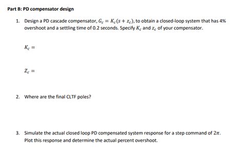 Part B Pd Compensator Design 1 Design A Pd Cascade
