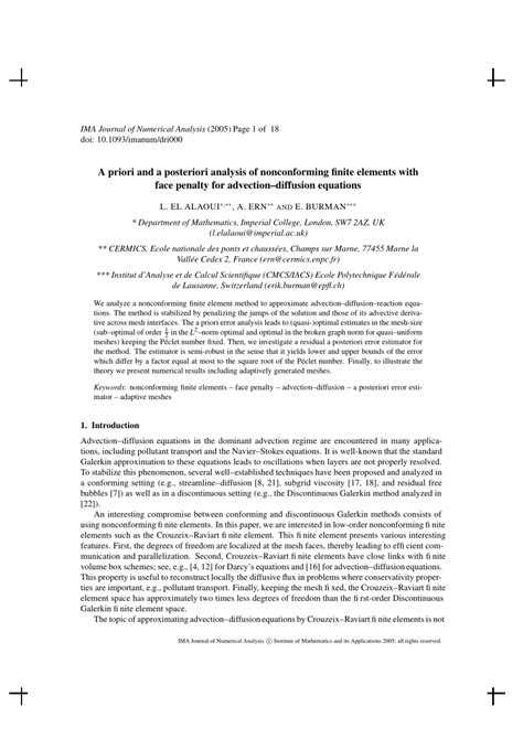 pdf a priori and a posteriori analysis of nonconforming finite