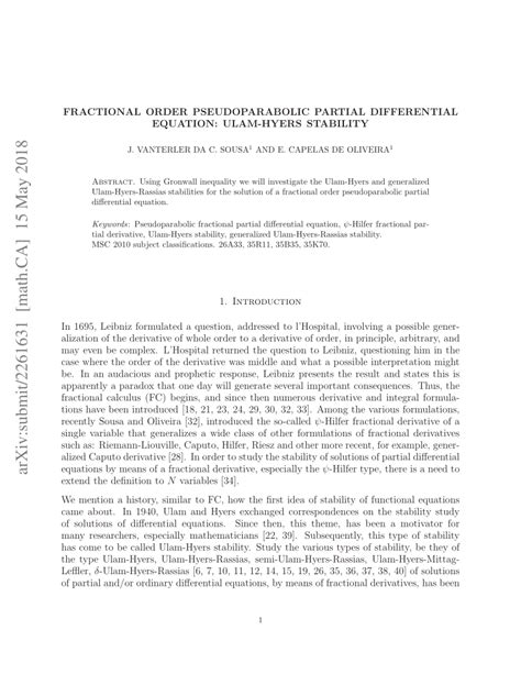 Pdf Fractional Order Pseudoparabolic Partial Differential Equation