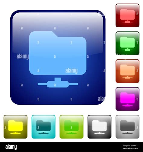 Network Folder Icons In Rounded Square Color Glossy Button Set Stock Vector Image And Art Alamy
