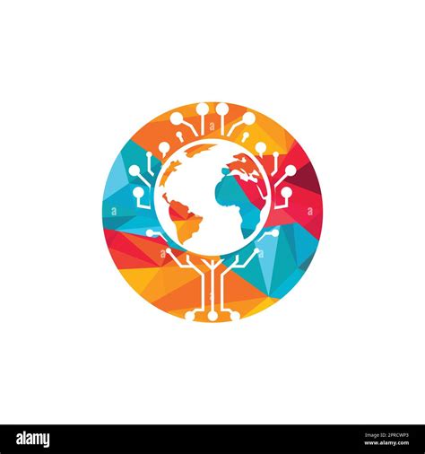 World Tech Vector Logo Design Template Globe And Tech Tree Icon Design Stock Vector Image And Art