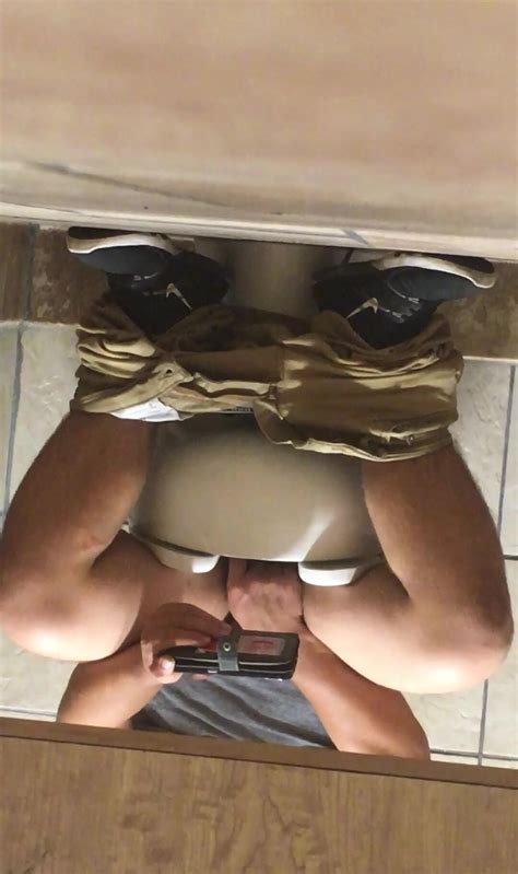 Husky Guy Caught In Bathroom