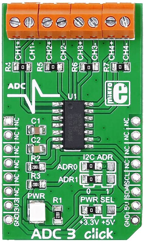 MikroElektronika MIKROE 1894 ADC3 Click MikroBus Click Board Signal Conversion Development Kit