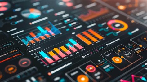 Digital Dashboard Showing Data Analytics And Statistics With Colorful