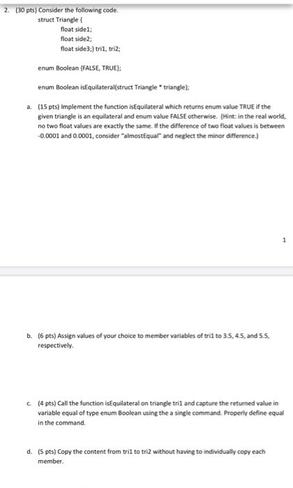 solved 2 30 pts consider the following code struct
