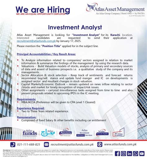 Atlas Asset Management Jobs Investment Analyst