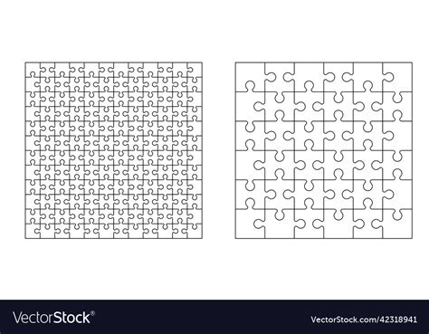 Jigsaw Puzzle Pieces Connection Line Pattern Vector Image