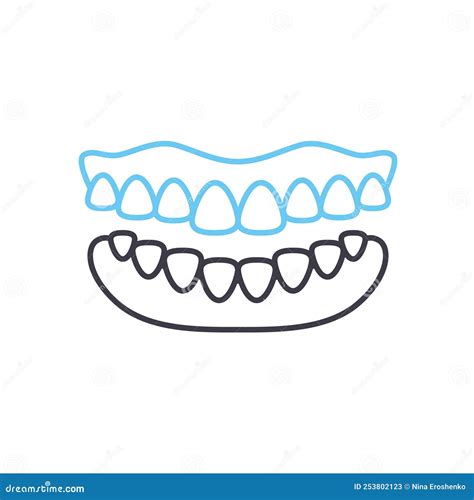Denture Line Icon Outline Symbol Vector Illustration Concept Sign Stock Vector Illustration