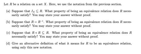 solved let r be a relation on a set x here we use the
