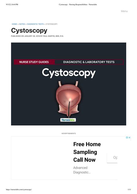 Solution Nursing Notes Diagnostic Test Cystoscopy Nursing