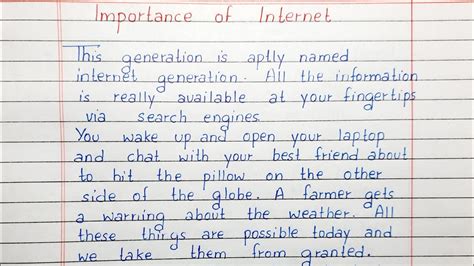 Write A Short Essay On Importance Of Internet Essay Writing English