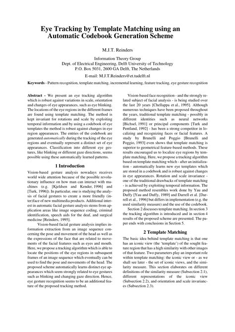 Pdf Eye Tracking By Template Matching Using An Automatic Codebook