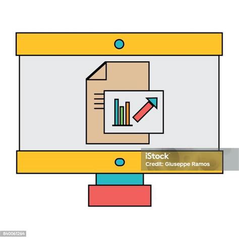 Komputer Dengan Diagram Dokumen Dan Statistik Perusahaan Ilustrasi Stok