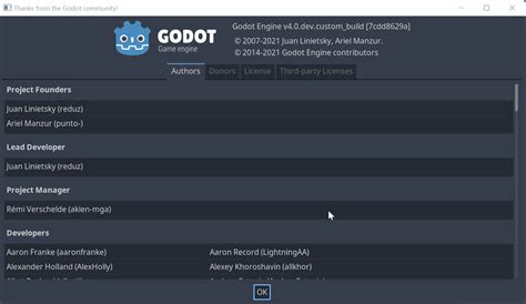 Visual Glitch In The About Window · Issue 52653 · Godotengine Godot · Github