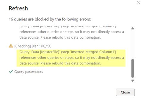 unusual example of the please rebuild data combin microsoft