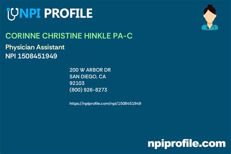 Corinne Christine Hinkle Pa C Npi 1508451949 Physician Assistant In
