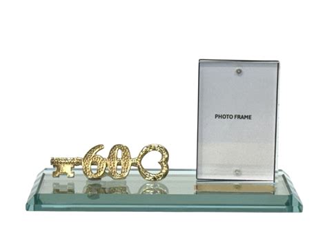 60th Key On Mirror Glass Base Engraving Plate Magnetic Photo Frame