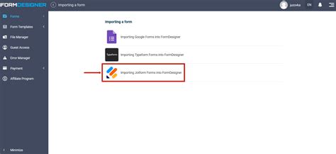 Importing Forms From JotForm To FormDesigner