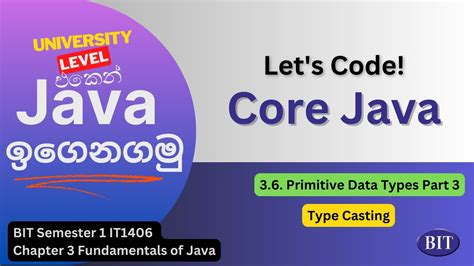 Fundamentals Of Java 36 Primitive Data Types Part 3 Type