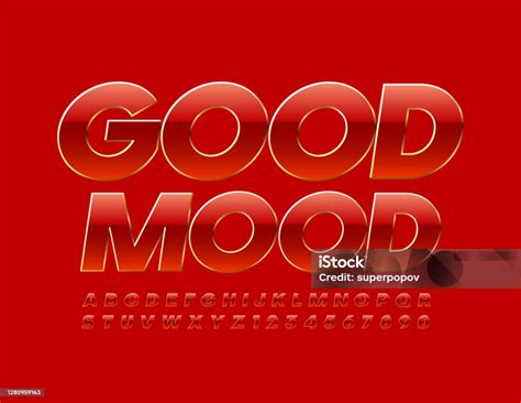 벡터 밝은 카드 좋은 분위기 빨간색과 골드 현대 알파벳 문자 및 숫자 세트 공휴일에 대한 스톡 벡터 아트 및 기타 이미지