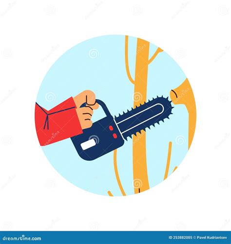 Round Icon About Tree Trimming Flat Style Vector Illustration Stock Vector Illustration Of