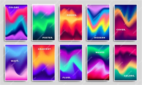 Premium Vector Colorful Fluid And Liquid Gradient Mesh Background Set For Poster Cover Banner