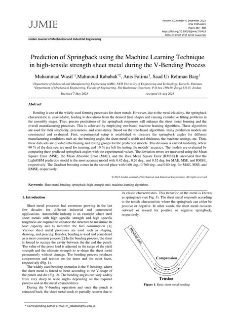 pdf prediction of springback using the machine learning technique in