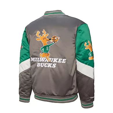 Mens Mitchell And Ness Gray Milwaukee Bucks Throw It Back Heavyweight