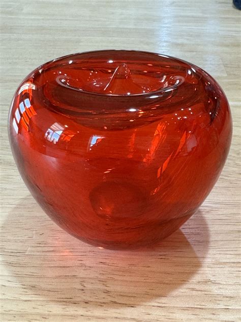 Red Blenko Apple Paperweight