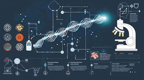 An Infographic With A Microscope And Dna Strand Showing The Process Of Scientific Discovery