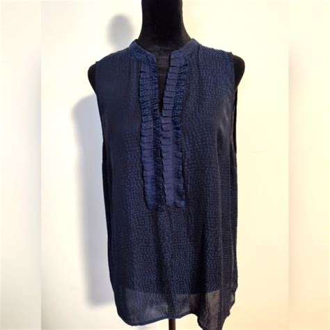 41 Hawthorn Tops 4 Hawthorn Navy L Malri Pin Tuck Detail Blouse Poshmark