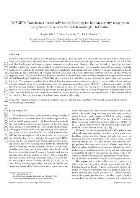 PDF TASKED Transformer Based Adversarial Learning For Human Activity Recognition Using