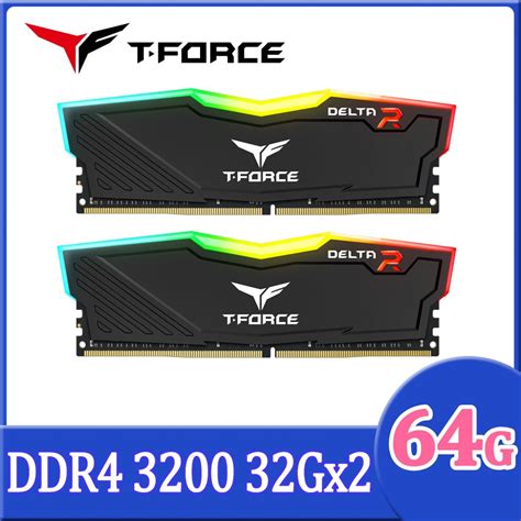 Team 十銓 T Force Delta Rgb 炫光 Ddr4 3200 64gb 32gx2 Cl16 黑色 桌上型超頻記憶體 Pchome 24h購物