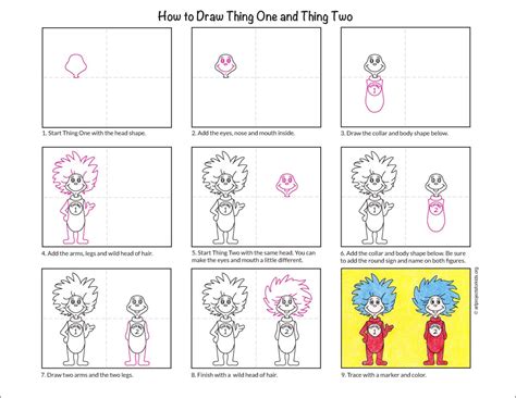 Cat In The Hat Thing 1 And Thing 2 Coloring Pages Dr Seuss Coloring
