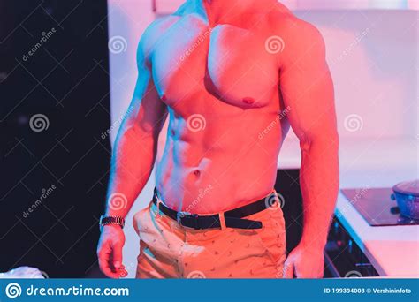 Guy With Body Chest Breast Of Muscular Man Bare Torso Of A Muscular