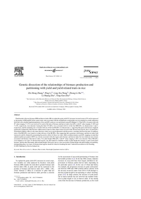 Pdf Genetic Dissection Of The Relationships Of Biomass Production And