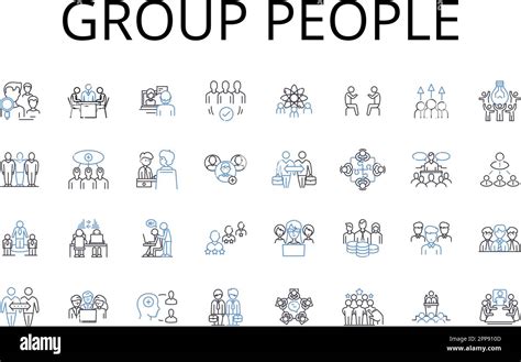 Group People Line Icons Collection Bunch Crowd Assembly Congregation Gathering Party Team