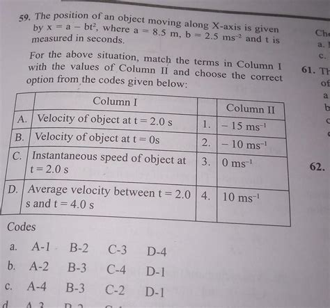 Answered 59 The Position Of An Object Moving Along X Axis Is Given By