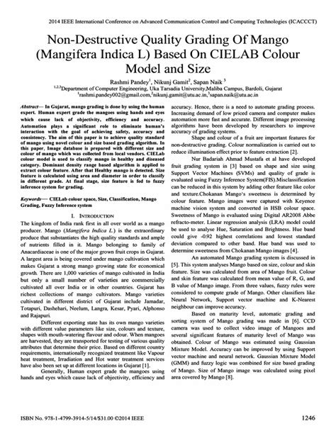 2014 ieee fruit mango 2014 non destructive quality grading of mango