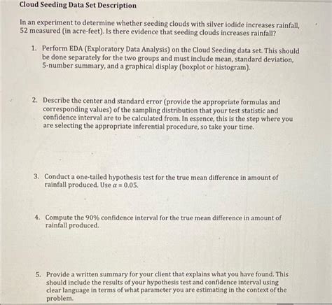 solved cloud seeding data set description in an experiment