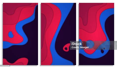 다채로운 추상 계층 종이 예술 벡터 일러스트 레이 션 세트 0명에 대한 스톡 벡터 아트 및 기타 이미지 0명 3차원 형태