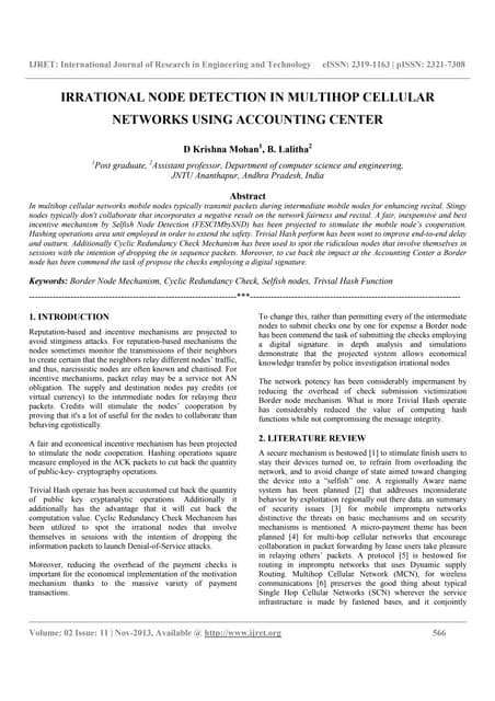Irrational Node Detection In Multihop Cellular Pdf Information And