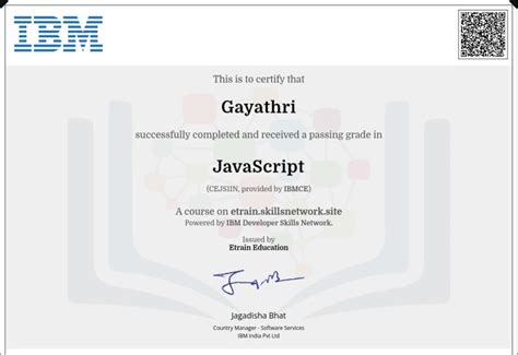 Gayathri K On Linkedin Ibmce Cejs1in Certificate Ibm