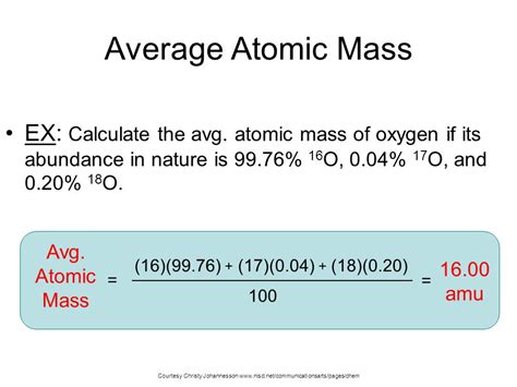 Average Atomic Mass Ex Calculate The Avg Atomic Mass Of Oxygen If Its Abundance In Nature Is