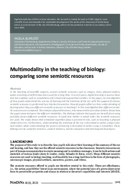 Pdf Multimodality In The Teaching Of Biology