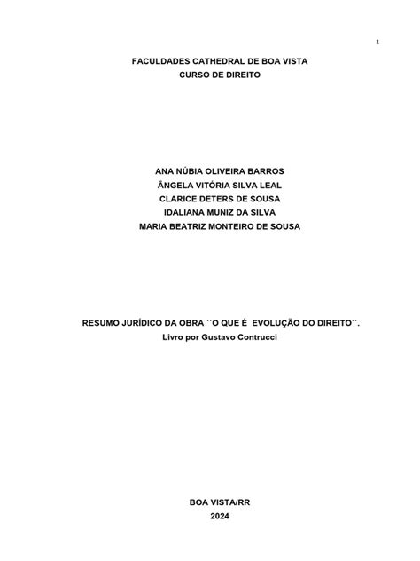 Resumo Científico Grupo 02 O Que é Evolução Do Direito Pdf