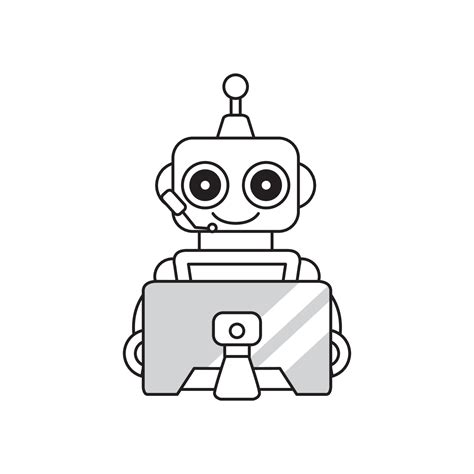 Robots Outline Vector Icon Thin Line Black Robots Icon Flat Vector